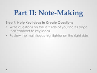 Aacademic Writing for Senior High School Students Note Taking | PPTX