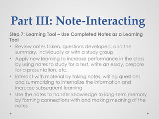 Aacademic Writing for Senior High School Students Note Taking | PPTX