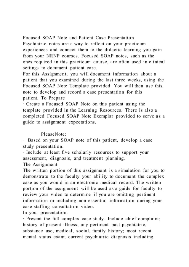 Focused SOAP Note and Patient Case PresentationPsychiatric notes.docx