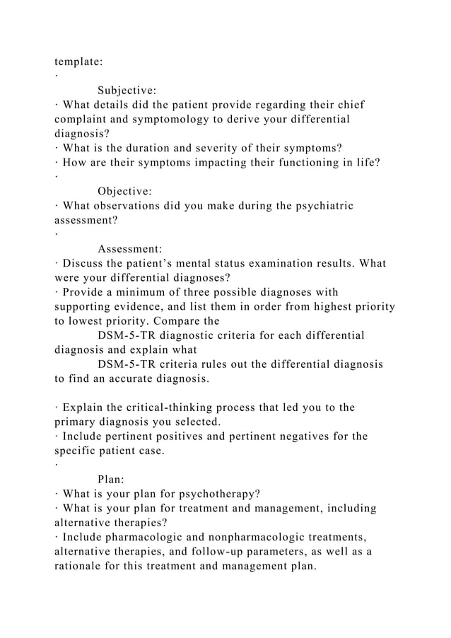 FOCUSED SOAP NOTE FOR SCHIZOPHRENIA SPECTRUM, OTHER PSYCHOTIC, AND.docx ...