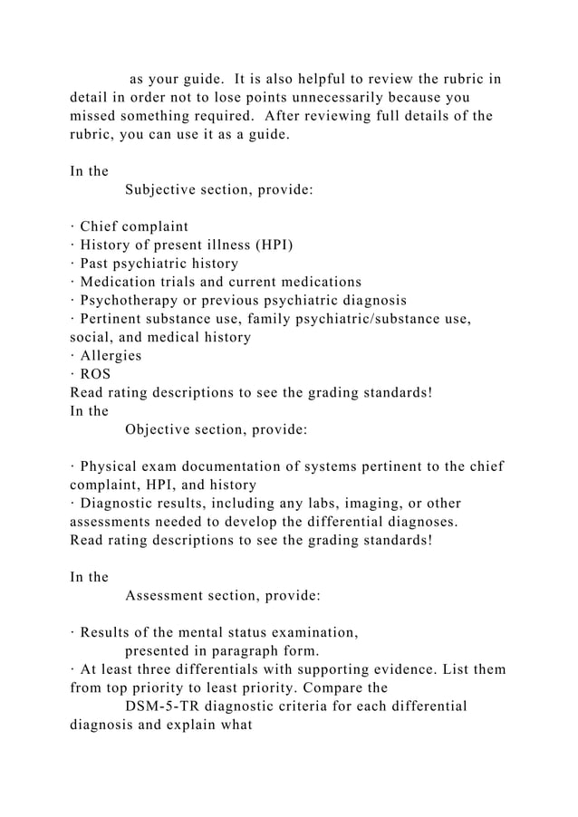 FOCUSED SOAP NOTE FOR SCHIZOPHRENIA SPECTRUM, OTHER PSYCHOTIC, AND.docx ...