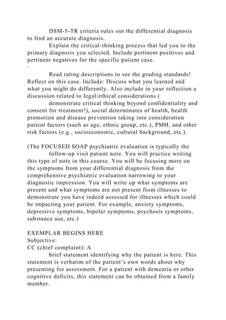 FOCUSED SOAP NOTE FOR SCHIZOPHRENIA SPECTRUM, OTHER PSYCHOTIC, AND.docx