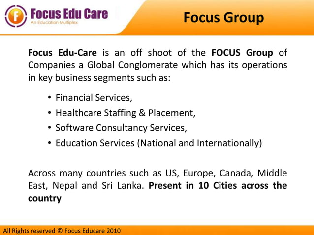 Focus educare franchisee presentation | PPT