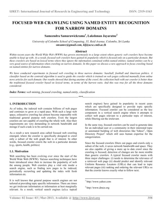 Focused web crawling using named entity recognition for narrow domains ...