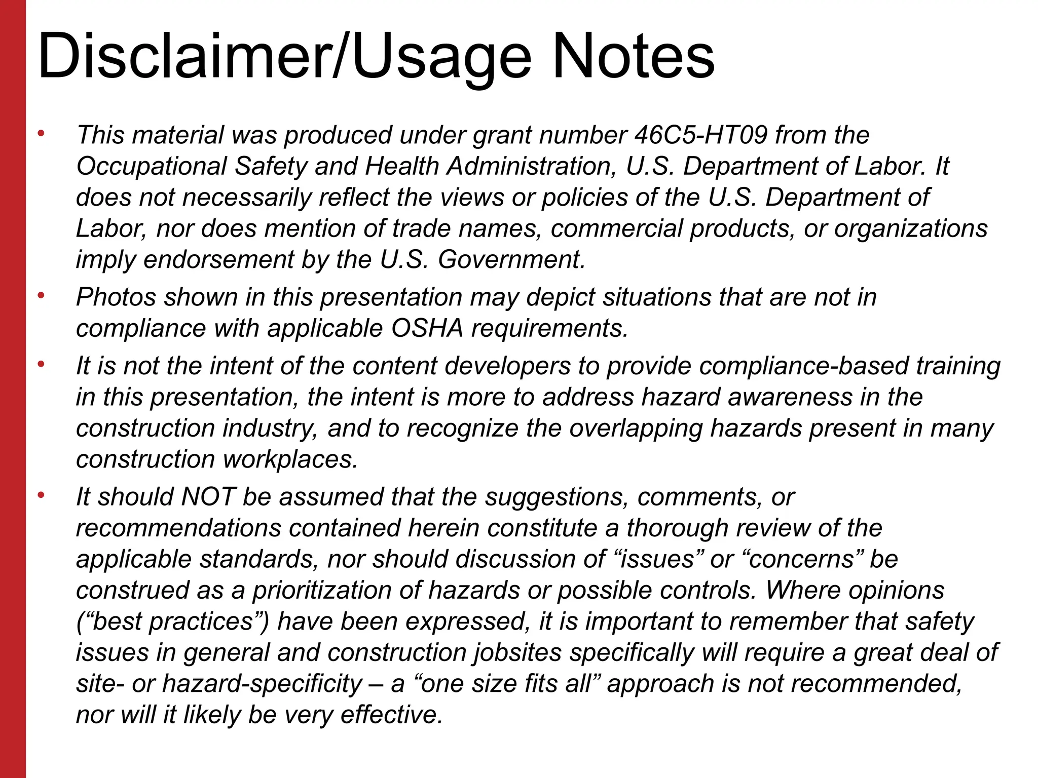 Focus Four Safety Training presentation. | PPT