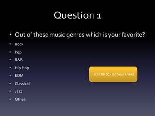 Focus Group Powerpoint | PPTX | Rock Music | Music