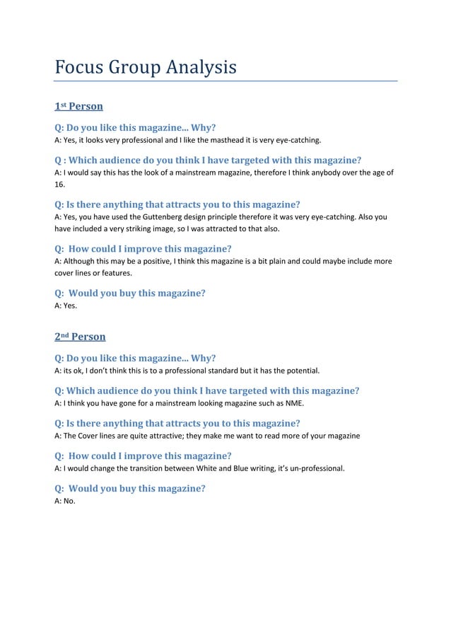 Focus group analysis | DOCX