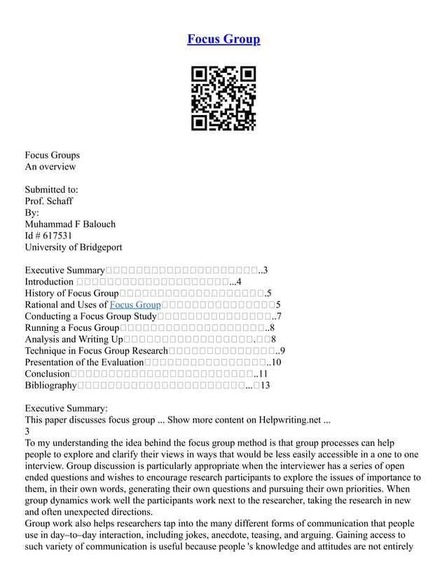 Focus Group Analysis | PDF