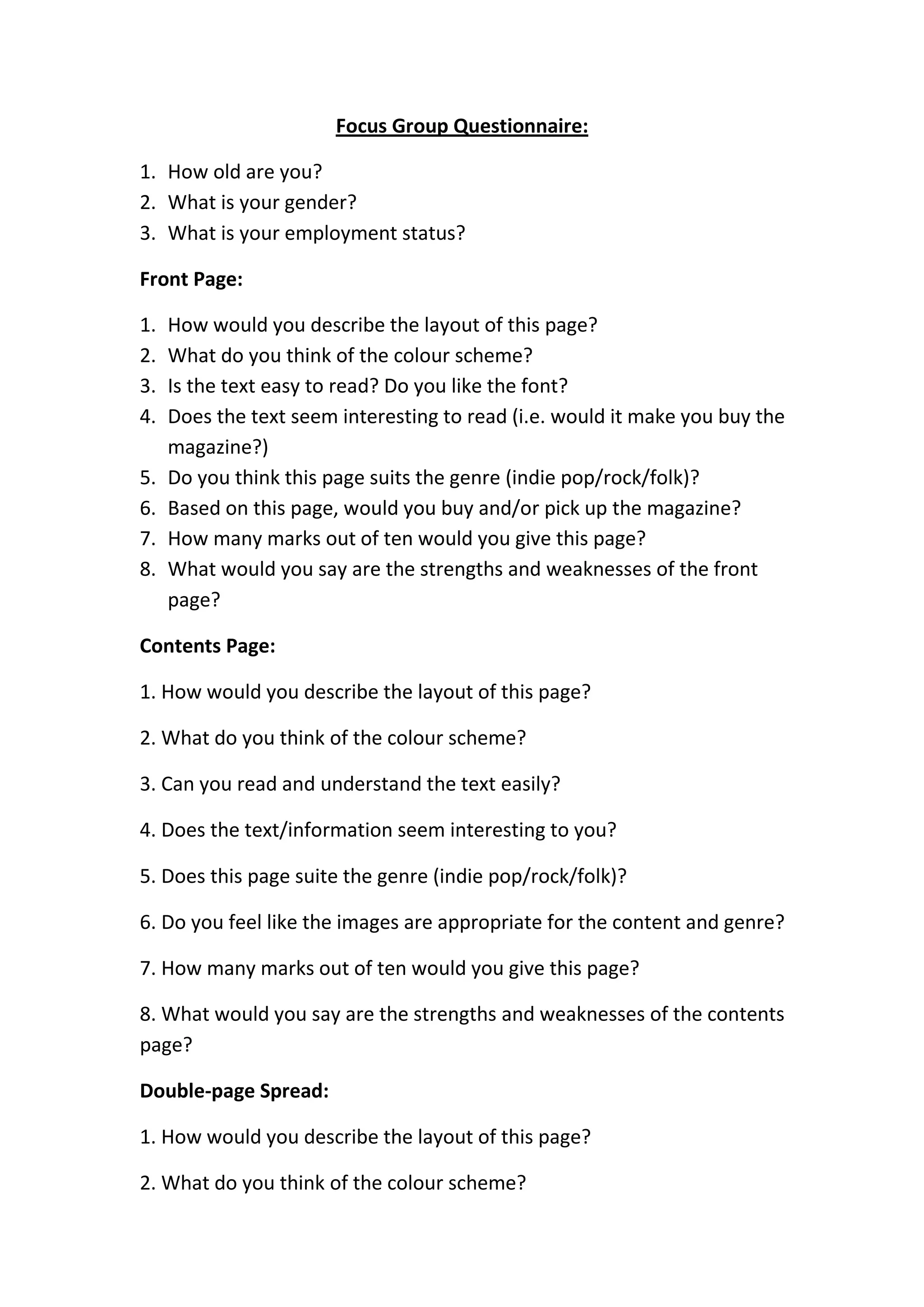 Focus group questionnaire | DOCX