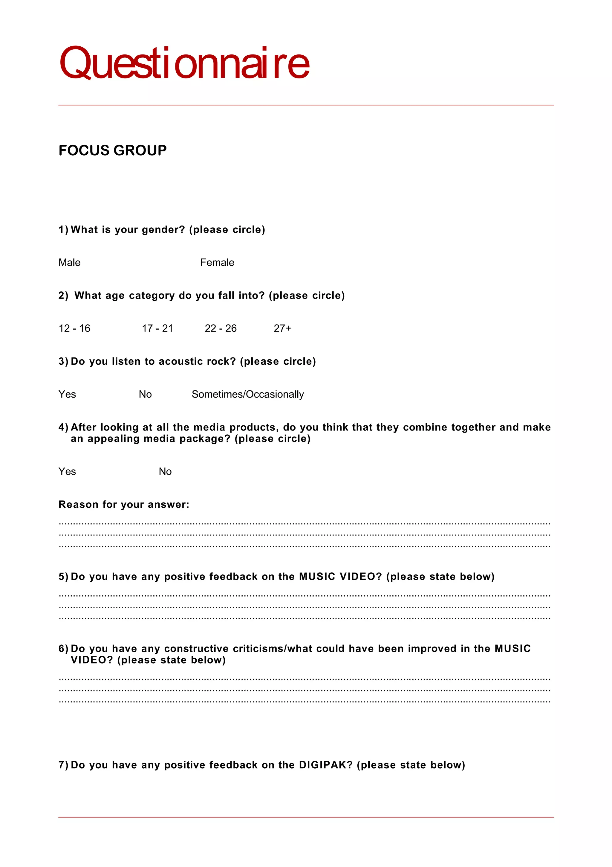 Focus group questionnaire | DOC