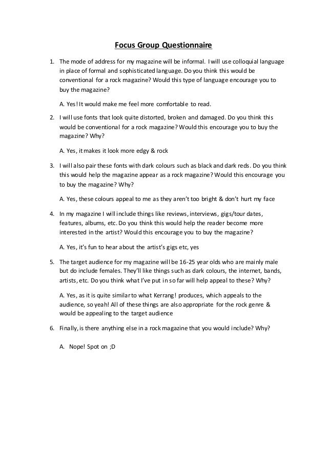 Focus group questionnaire gg