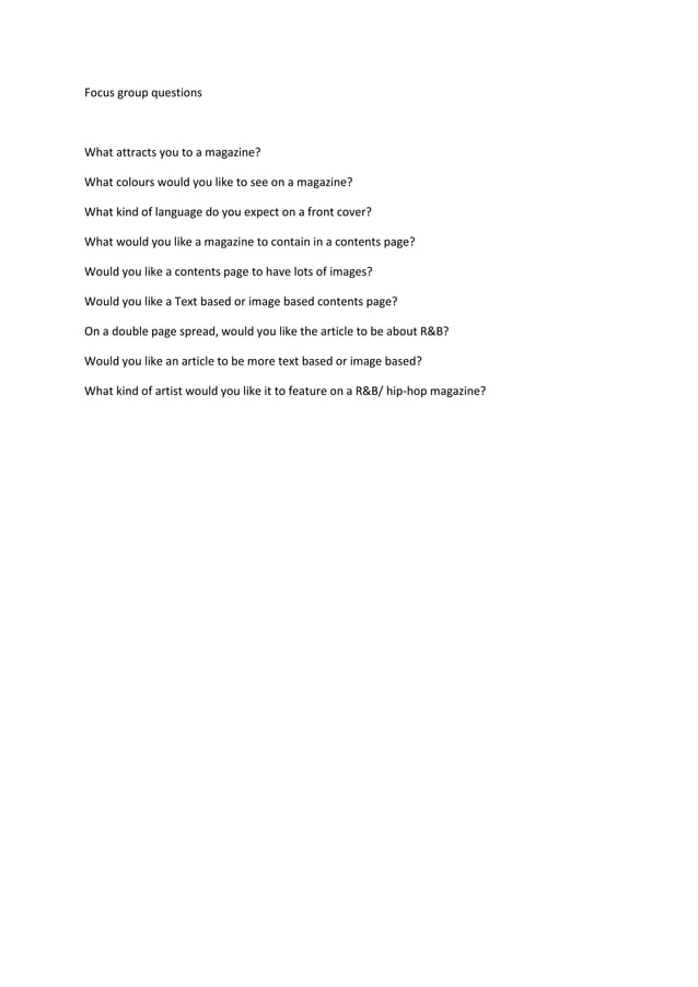Focus group questions | PDF