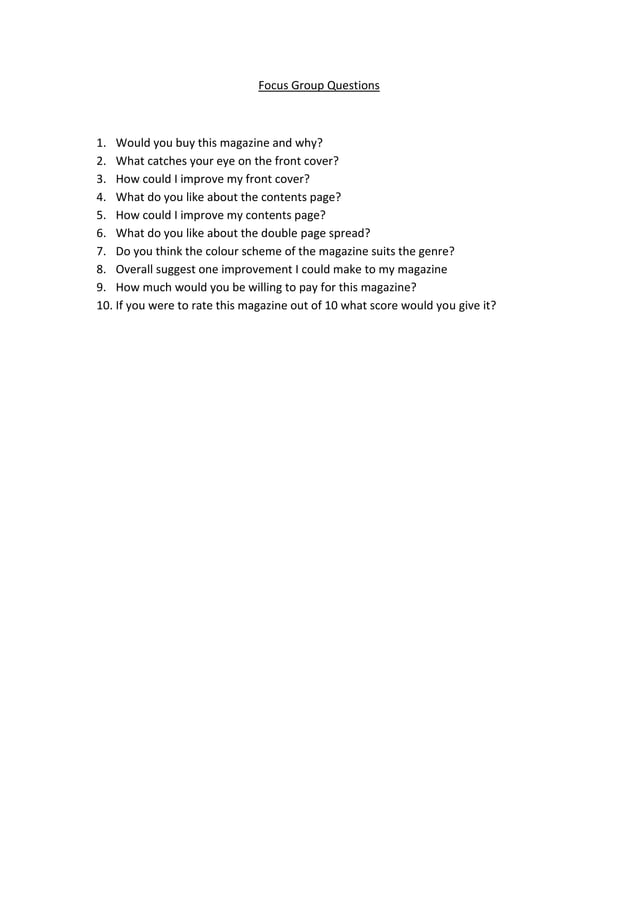 Focus group questions | PDF