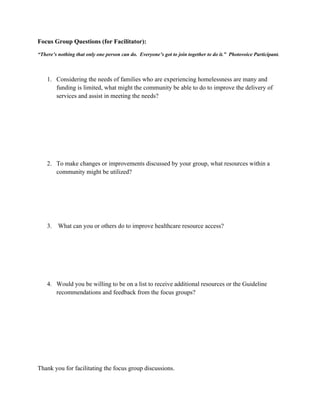 Focus group questions | PDF