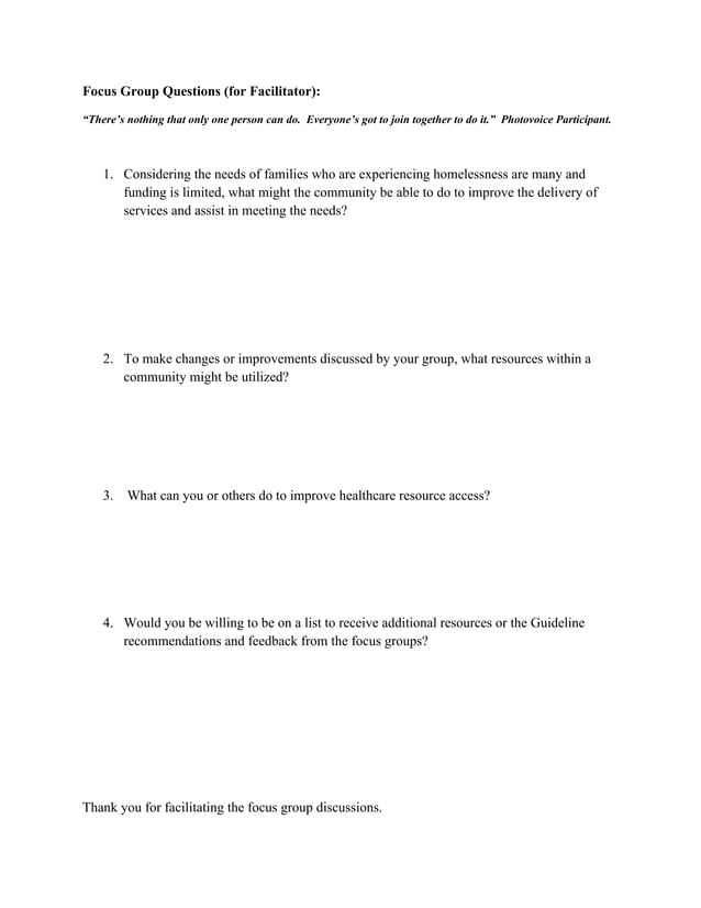 Focus group questions | PDF