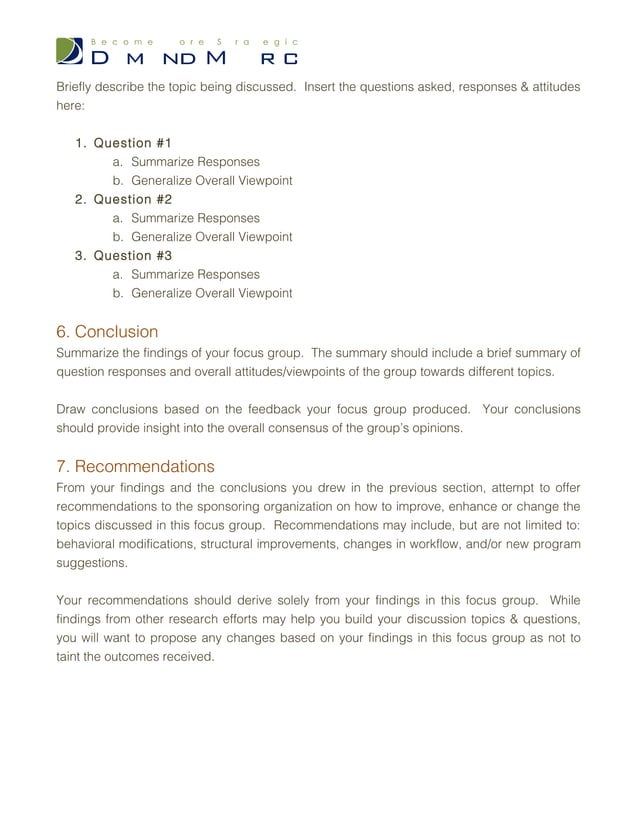 Focus Group Report Template | PDF