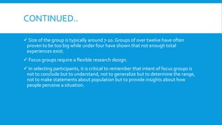 FOCUS GROUP PRESENTATION IN PSYCHOLOGY.. | PDF