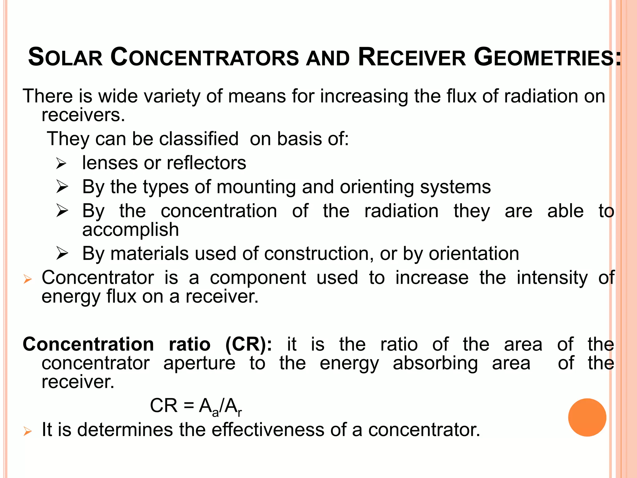 Focusing type solar collector | PPTX