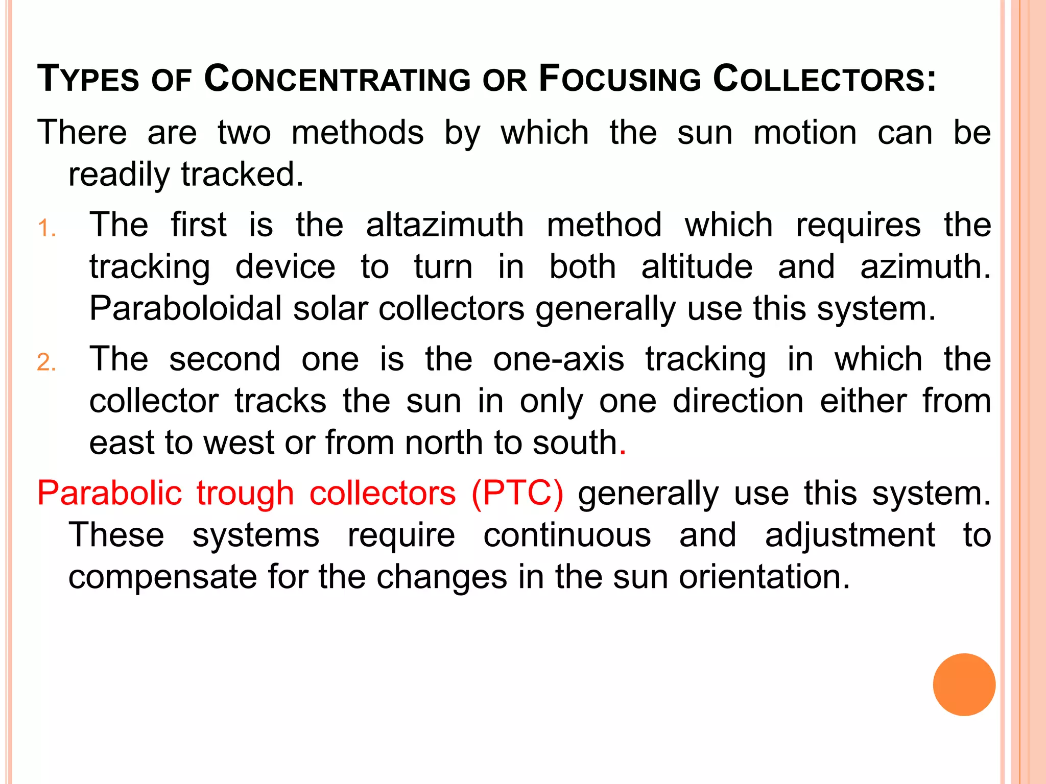Focusing type solar collector | PPTX