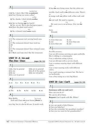 Focus on grammar_1_answer_key | PDF