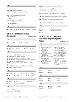 Focus on grammar_1_answer_key | PDF
