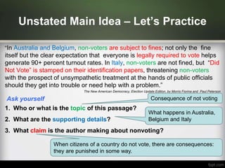 Focus on unstated main ideas screencast | PPTX