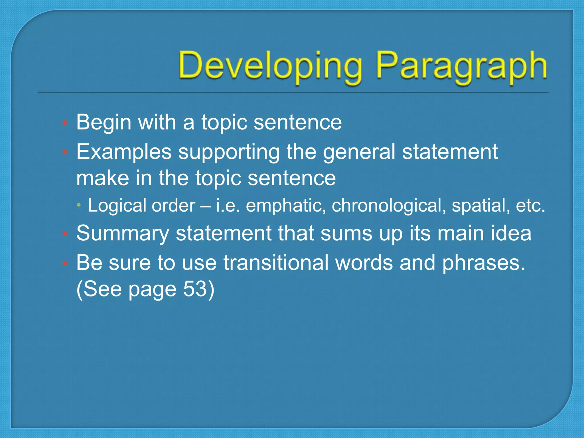 Focus on writing ch. 3 | PPTX