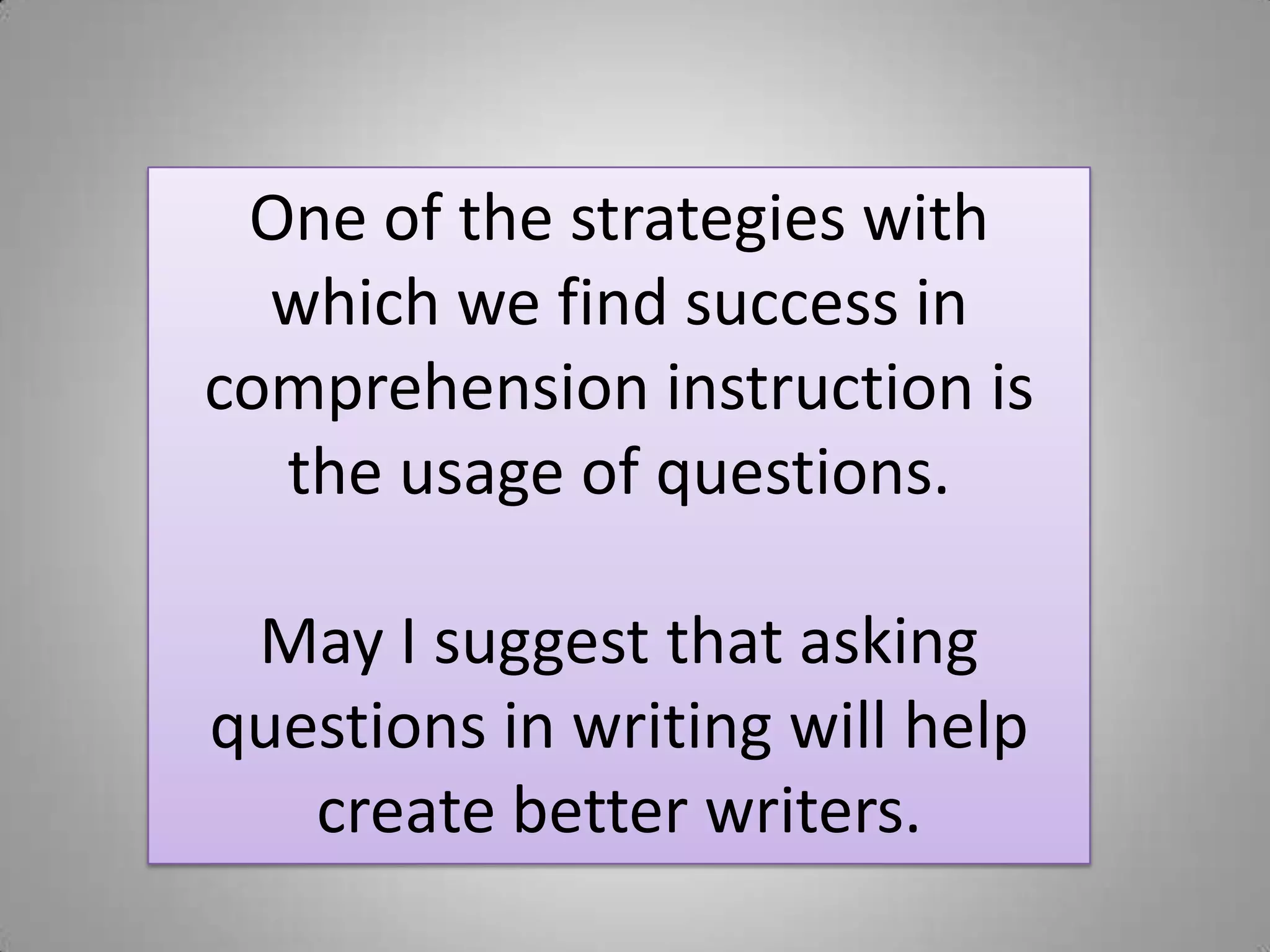 Focus on writing the importance of asking questions | PPTX | Education