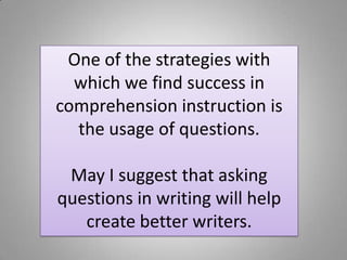 Focus on writing the importance of asking questions | PPTX | Education