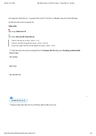 FocusReal.vn - Bán đất KDC Thế Kỷ 21 - Thạnh Mỹ Lợi Q2 | PDF