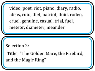 Unit 3 Story 2 The Golden Mare... | PDF | Poetry | Books and Literature