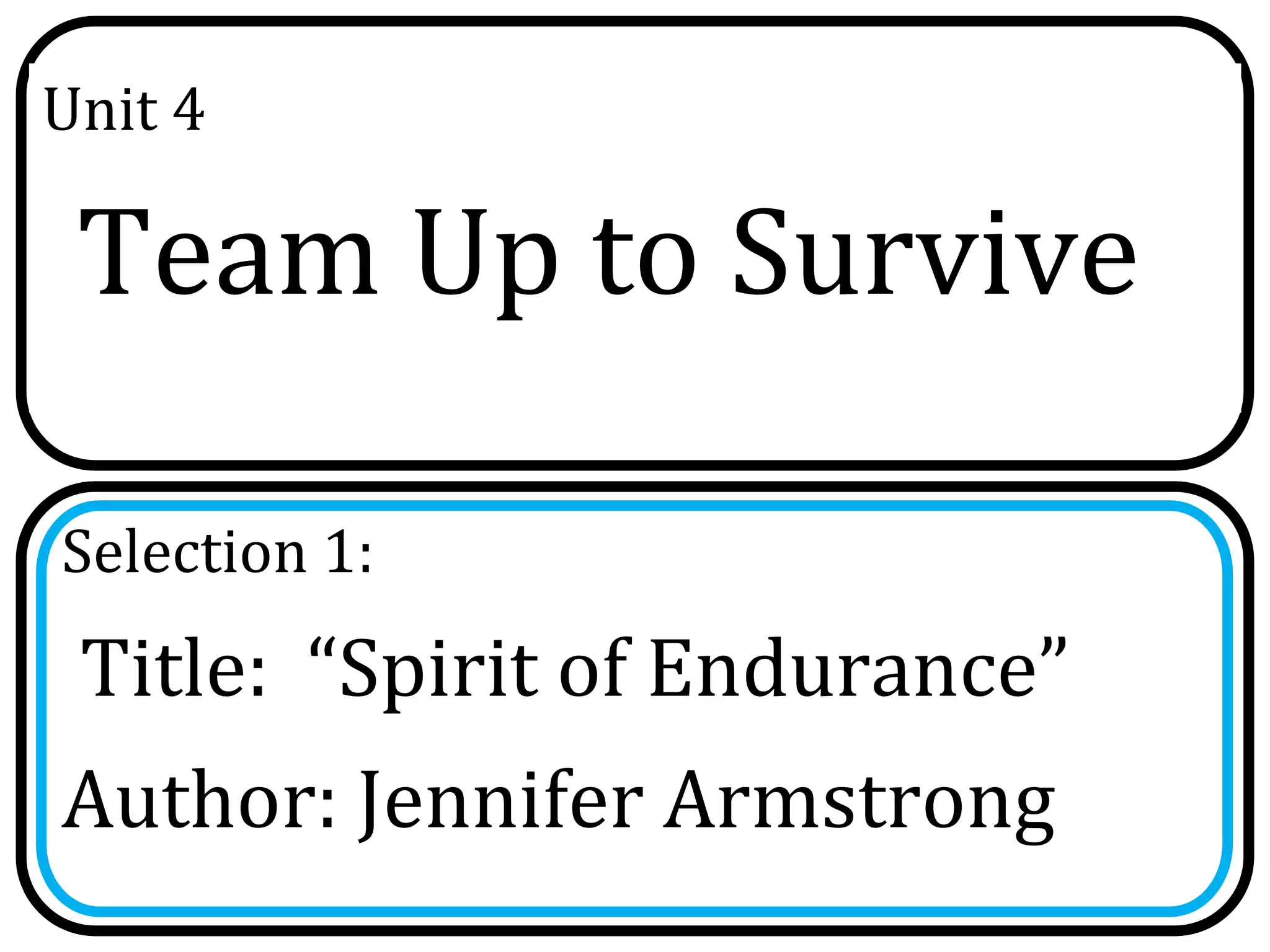 Unit 4 Story 1 Spirit of Endurance | PPT