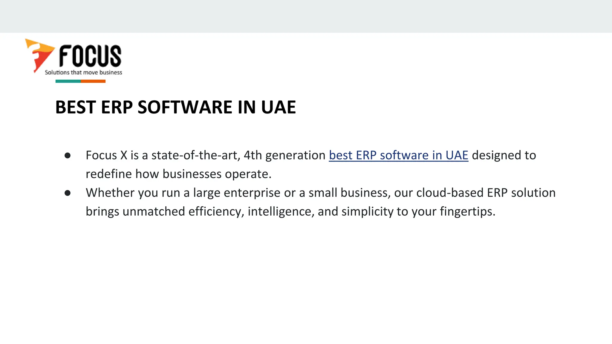 Best ERP Software in UAE - Focus Softnet | PPTX