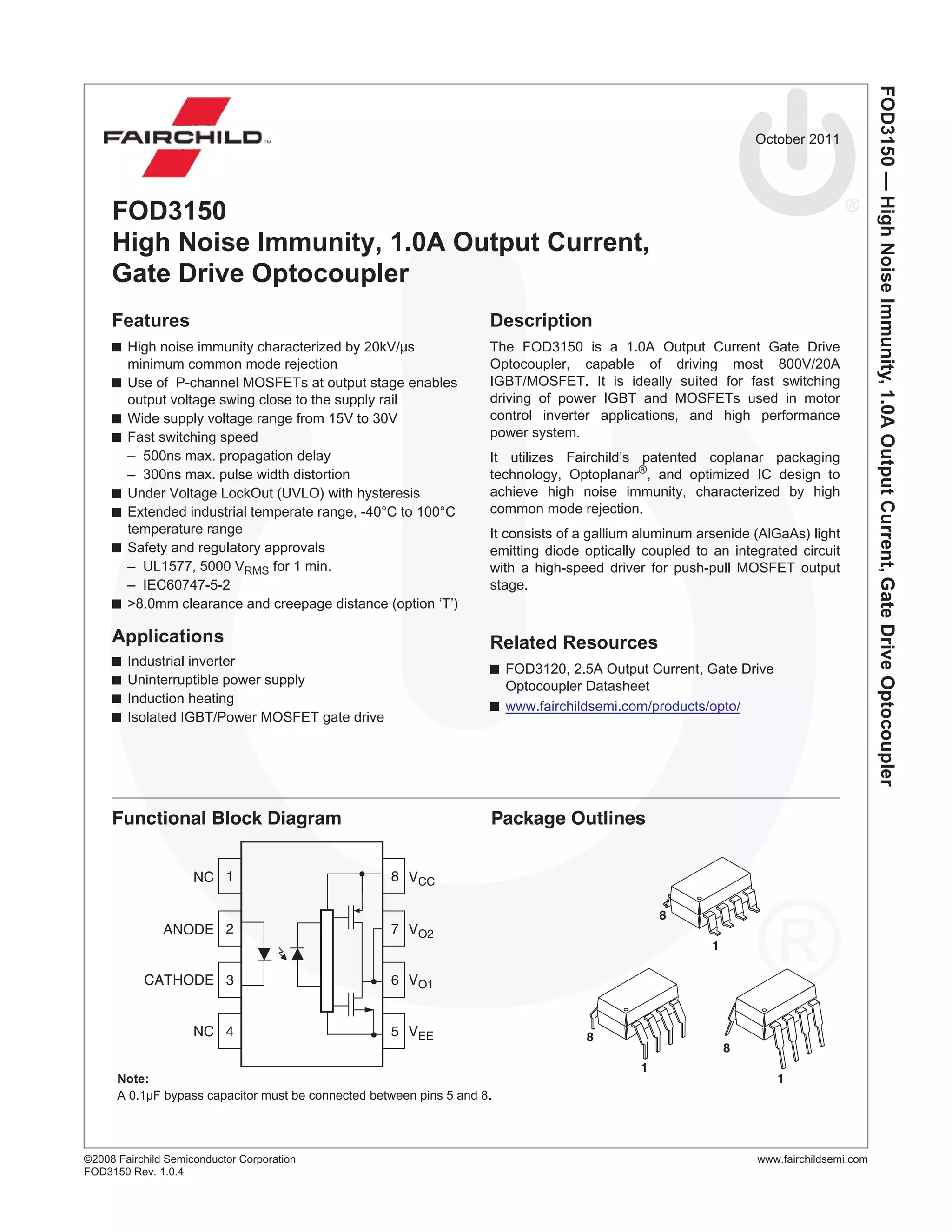 Original Opto FOD3150 3150 DIP-8 New | PDF