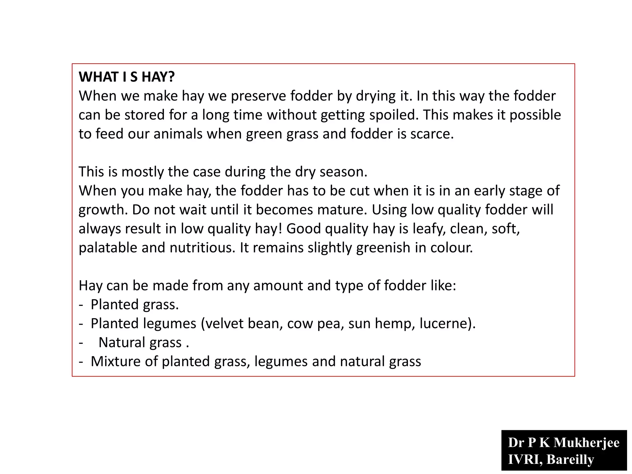 Fodder conservation pijush kanti mukherjee (icar-ivri) | PDF