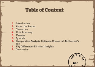 Introductory Presentation on Foe by J. M. Coetzee | PDF