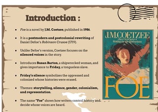 Introductory Presentation on Foe by J. M. Coetzee | PDF