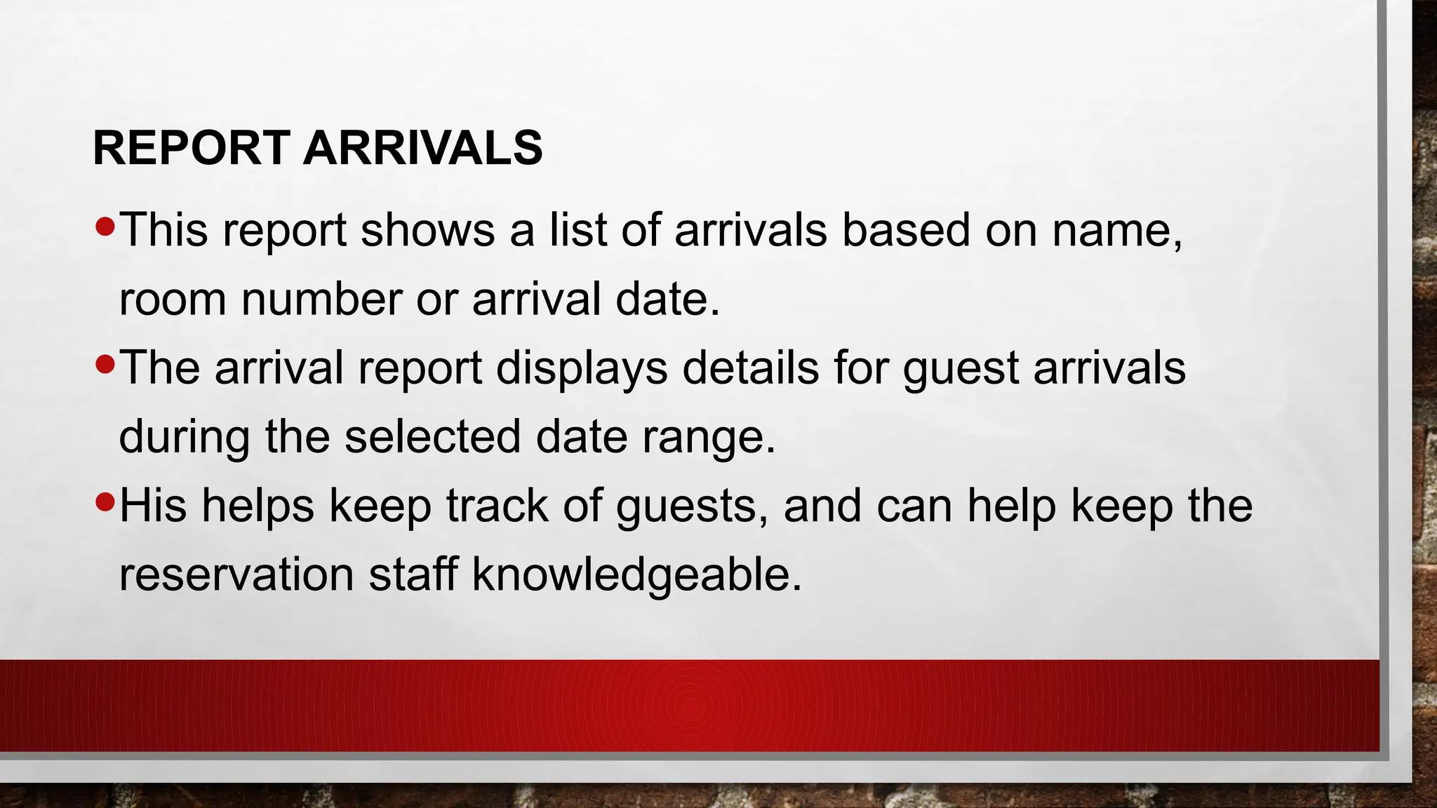 Front Office different types of REPORTS.pptx