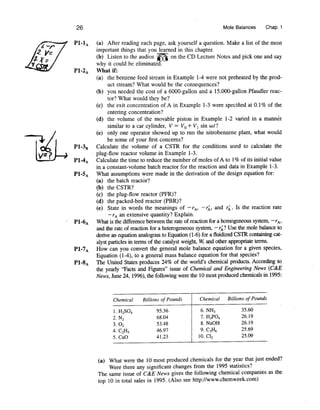 Fogler elements of chemical reaction engineering 3rd | PDF