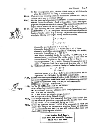 Fogler elements of chemical reaction engineering 3rd | PDF