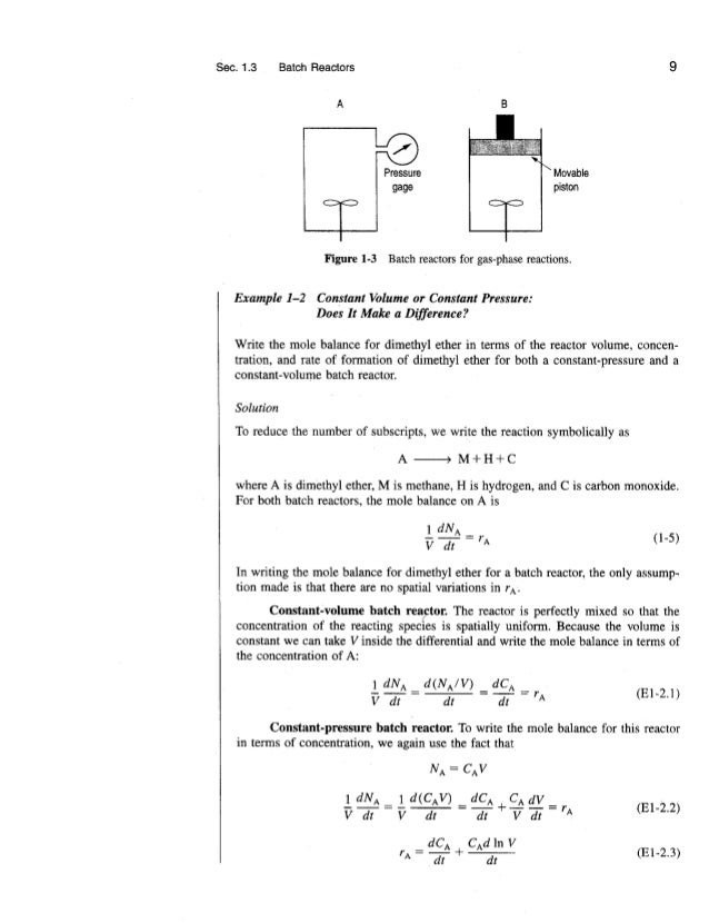 Fogler elements of chemical reaction engineering 3rd | PDF