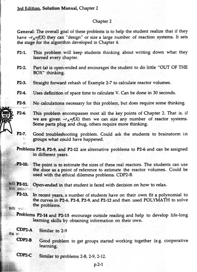 Fogler: solucionario de la tercera edición | PDF