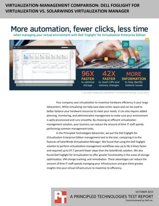 Virtualization management comparison: Dell Foglight vs. SolarWinds | PDF