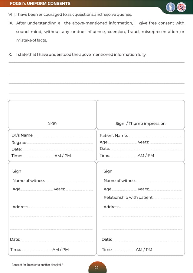 Fogsi uniform-consents | PDF | Pregnancy | Reproductive Health