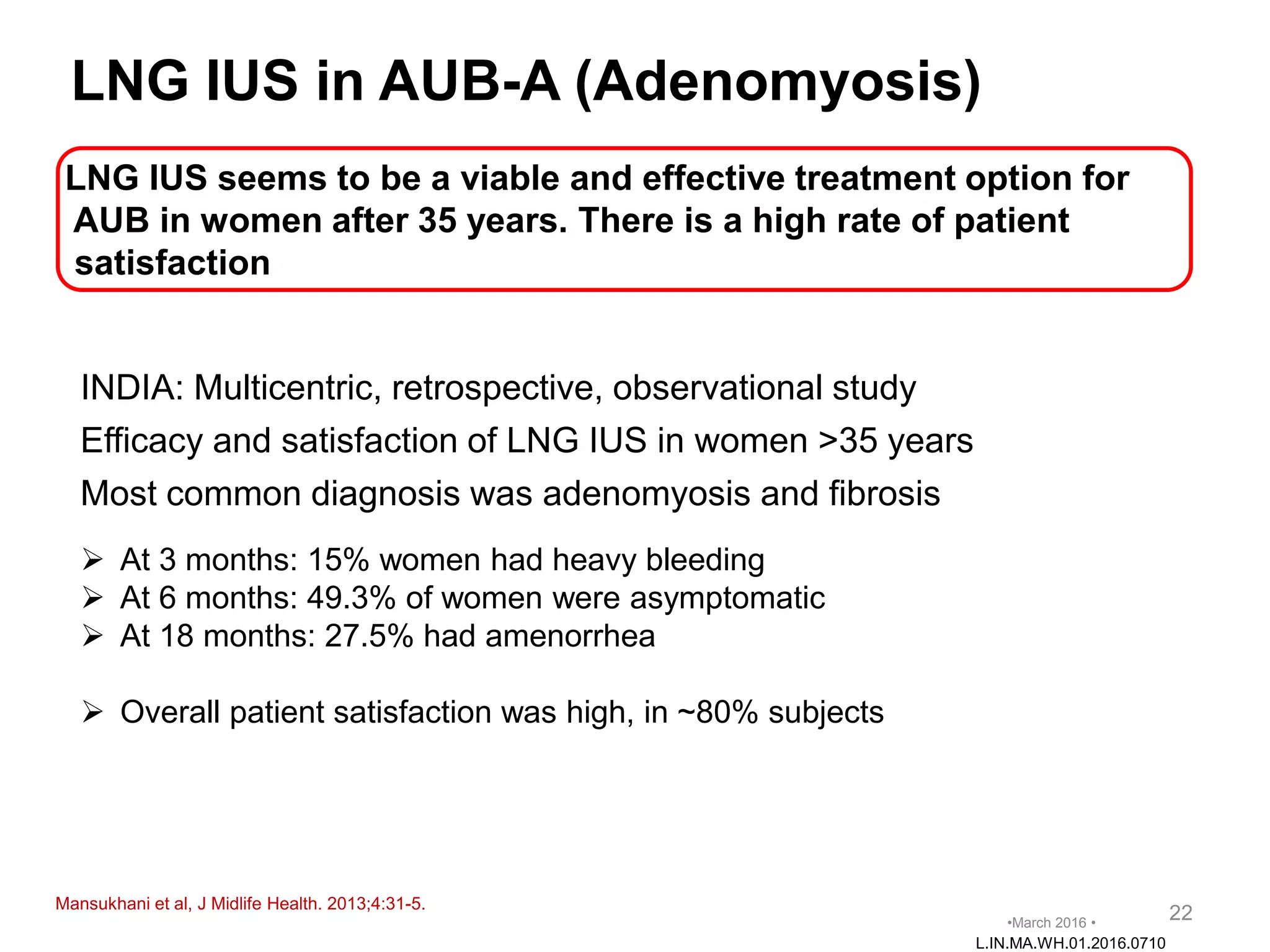 ole of LNG IUS in management of AUB (Levonorgestrel intrauterine system ...