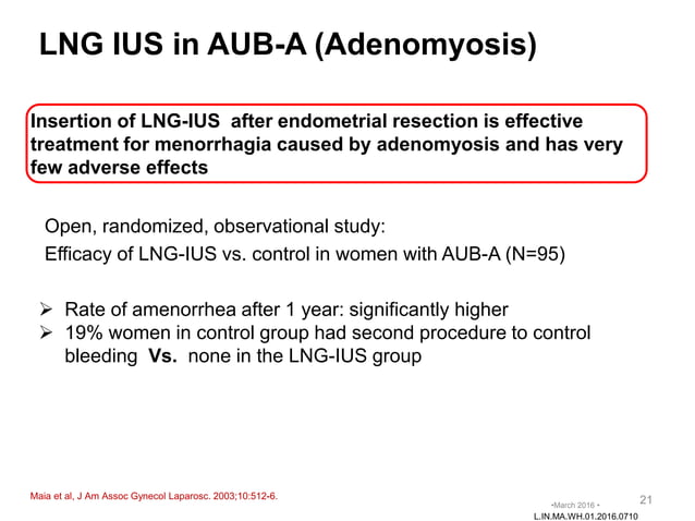 ole of LNG IUS in management of AUB (Levonorgestrel intrauterine system ...