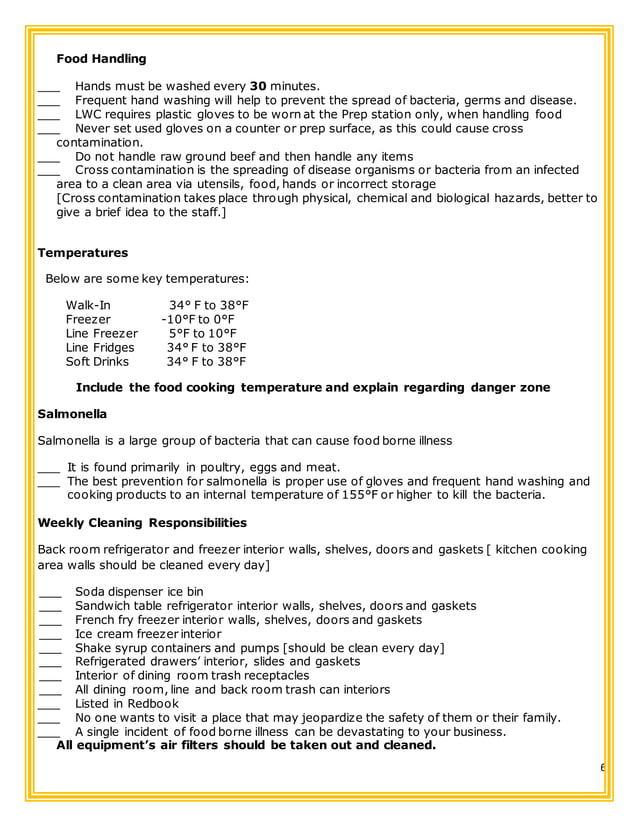 Food Safety Training Restaurant | PDF