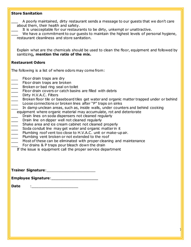 Food Safety Training Restaurant | PDF