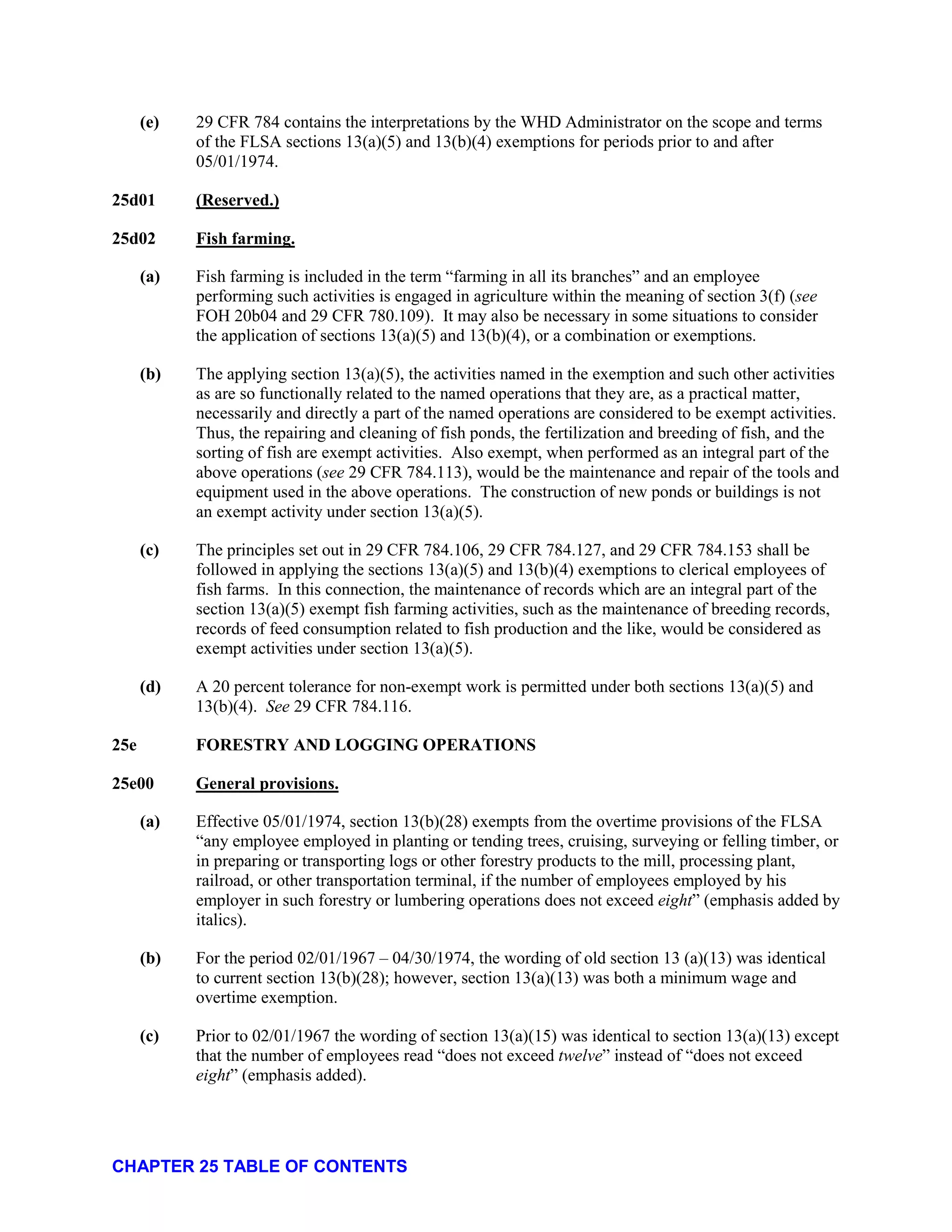 Chapter 25 - Other Exemptions - Field Operations Handbook | PDF