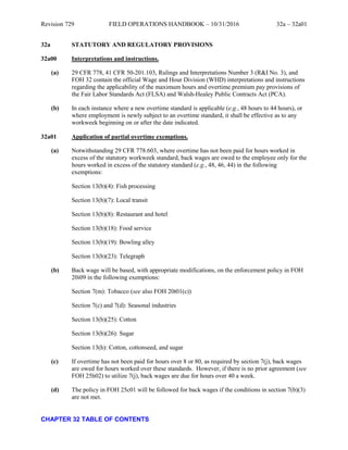 Chapter 32 - Overtime - Field Operations Handbook | PDF